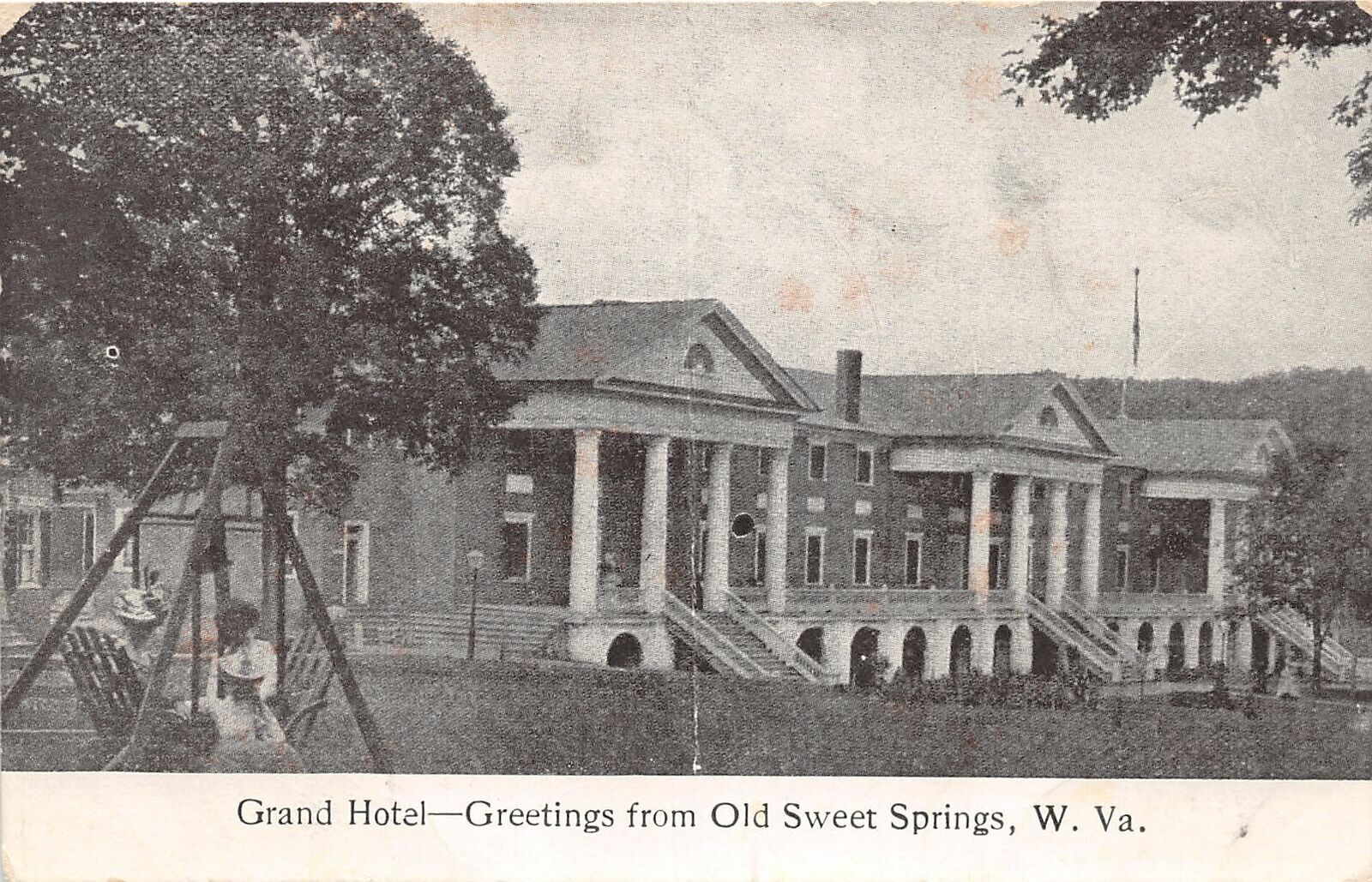 H85/ Old Sweet Springs West Virginia Postcard c1910 Grand Hotel Swing ...