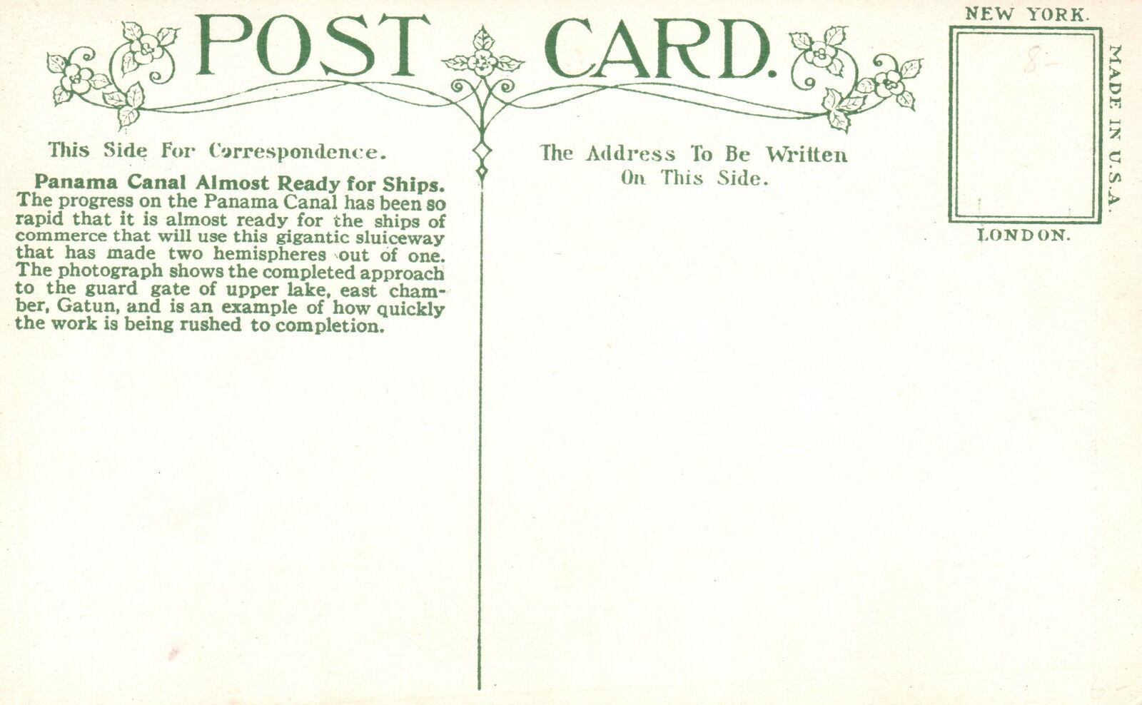 ?Vintage Postcard 1910's Panama Canal Almost Ready for Ships Pan ...