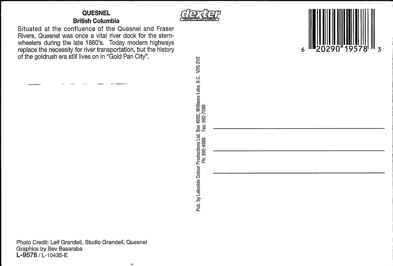 Vintage 80s Postcard Quesnel BC Gold Pan City Sternwheelers Gold Rush ...