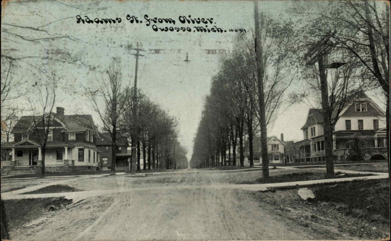 Owosso Michigan MI Adams Street Scene c1910 Vintage Postcard | United ...