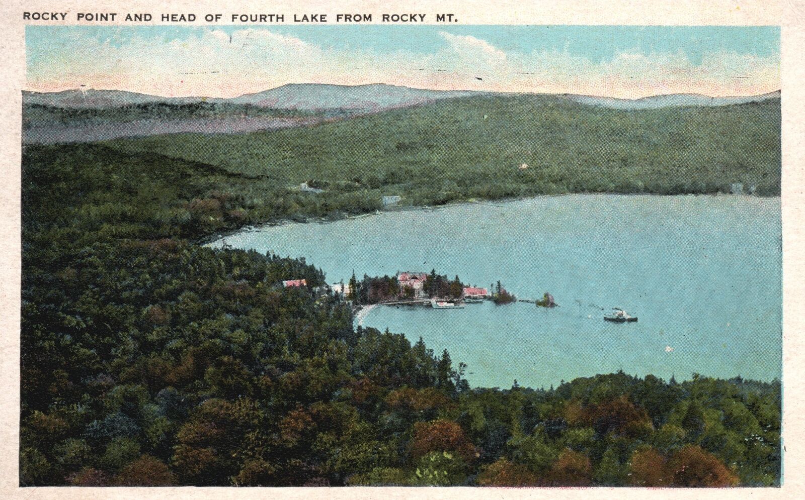 Vintage Postcard 1920s Rocky Point Head Fourth Lake Rocky Mountain ...
