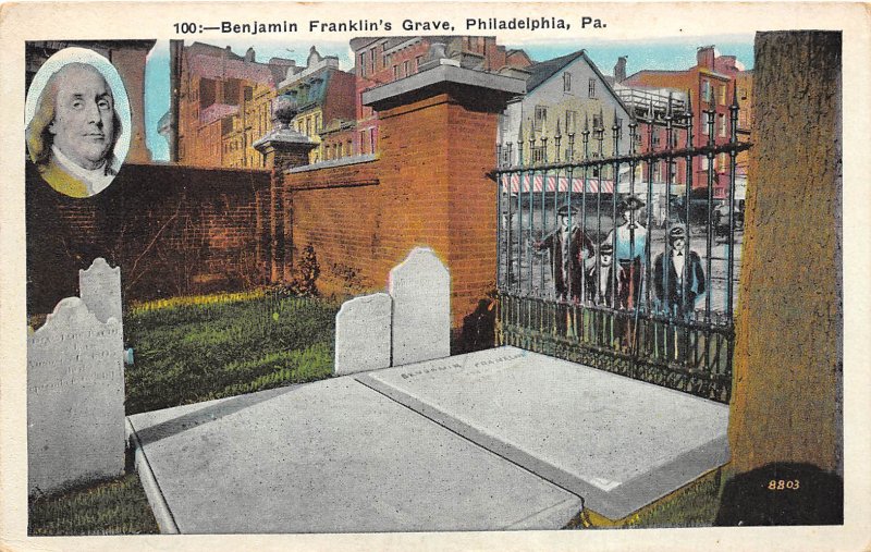 Philadelphia Pennsylvania 1920s Postcard Benjamin Franklin's Grave ...