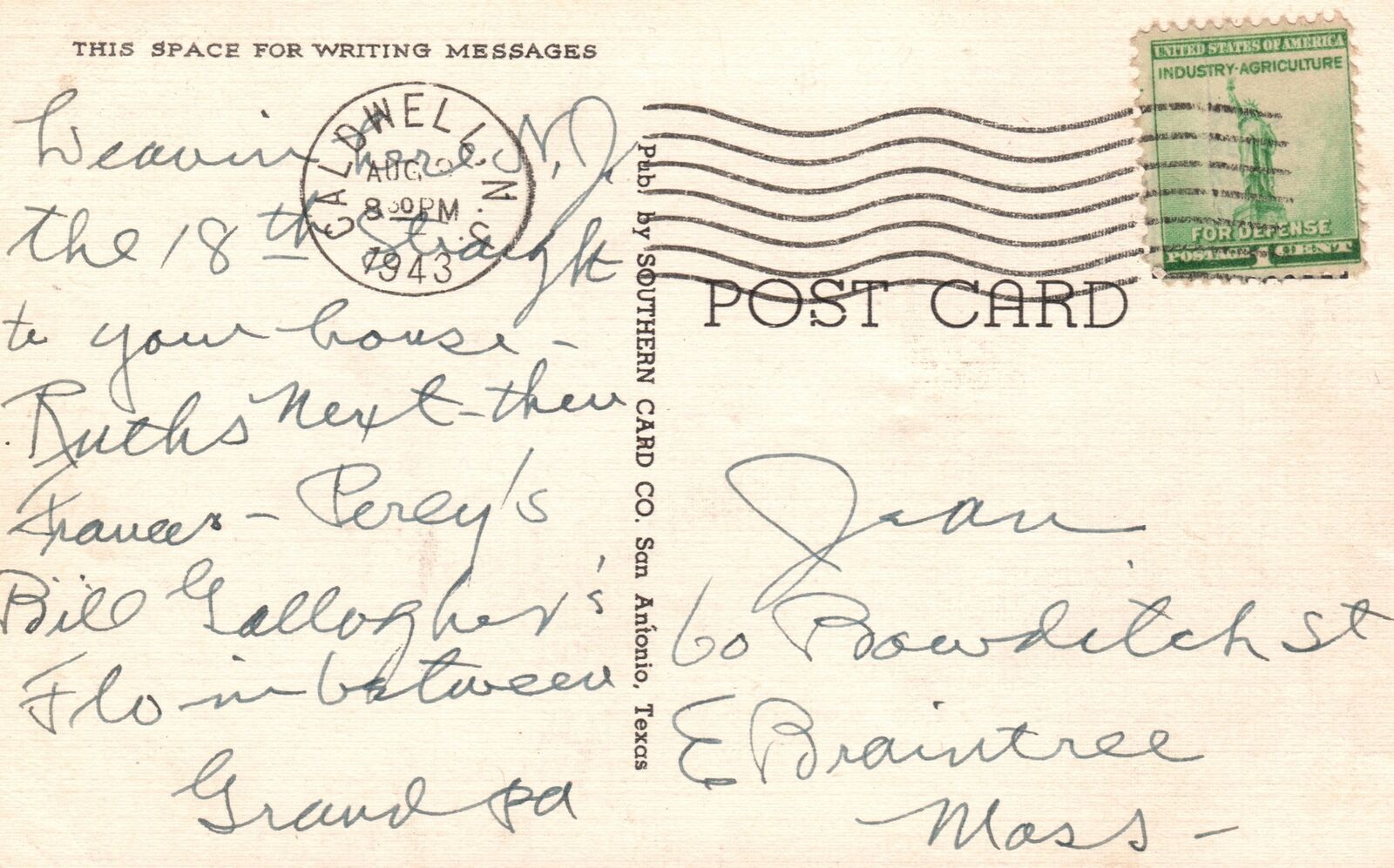 Vintage Postcard 1943 Long Horn Steer Of The Old Southwest Old Tex SC ...