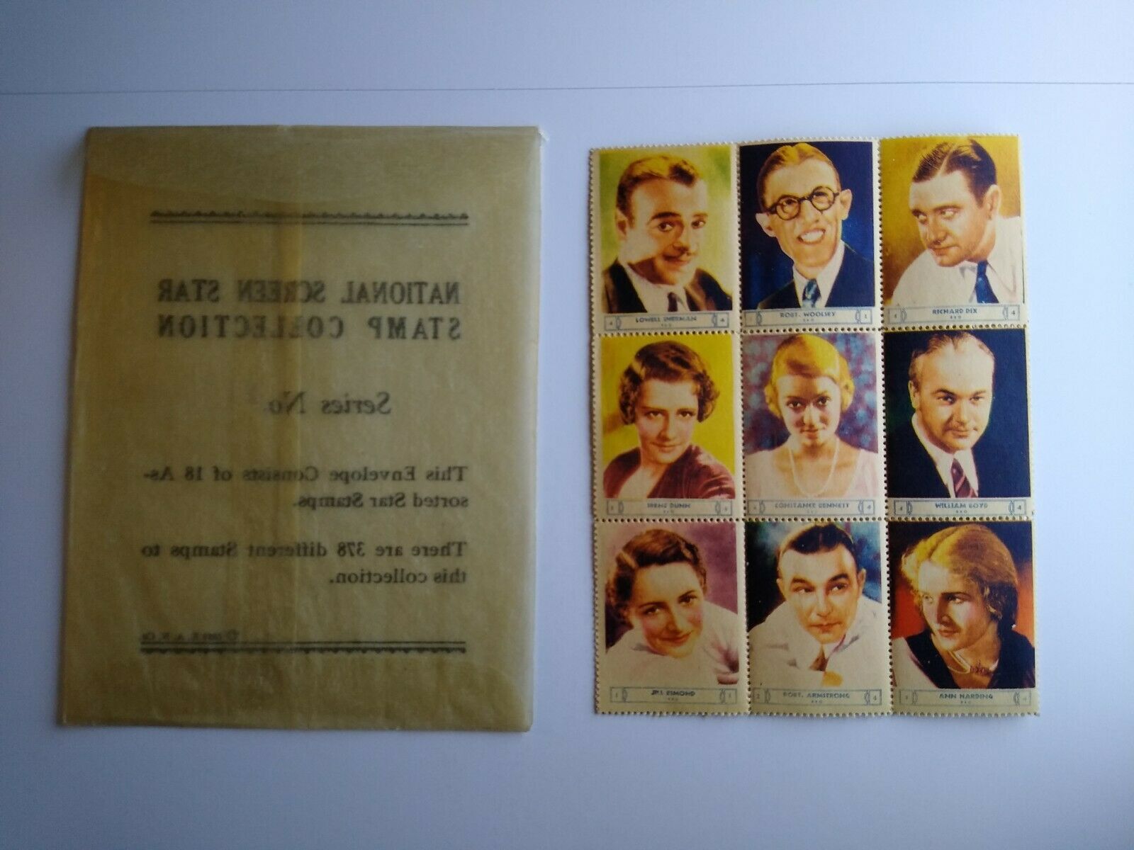 1932 Original National Screen Star Stamps Set 18 + Envelope Tom Keene ...