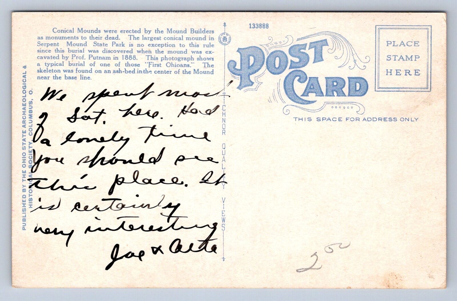 J97/ Serpent Mound Peebles Ohio Postcard c1910 Skeleton Indian Mound ...