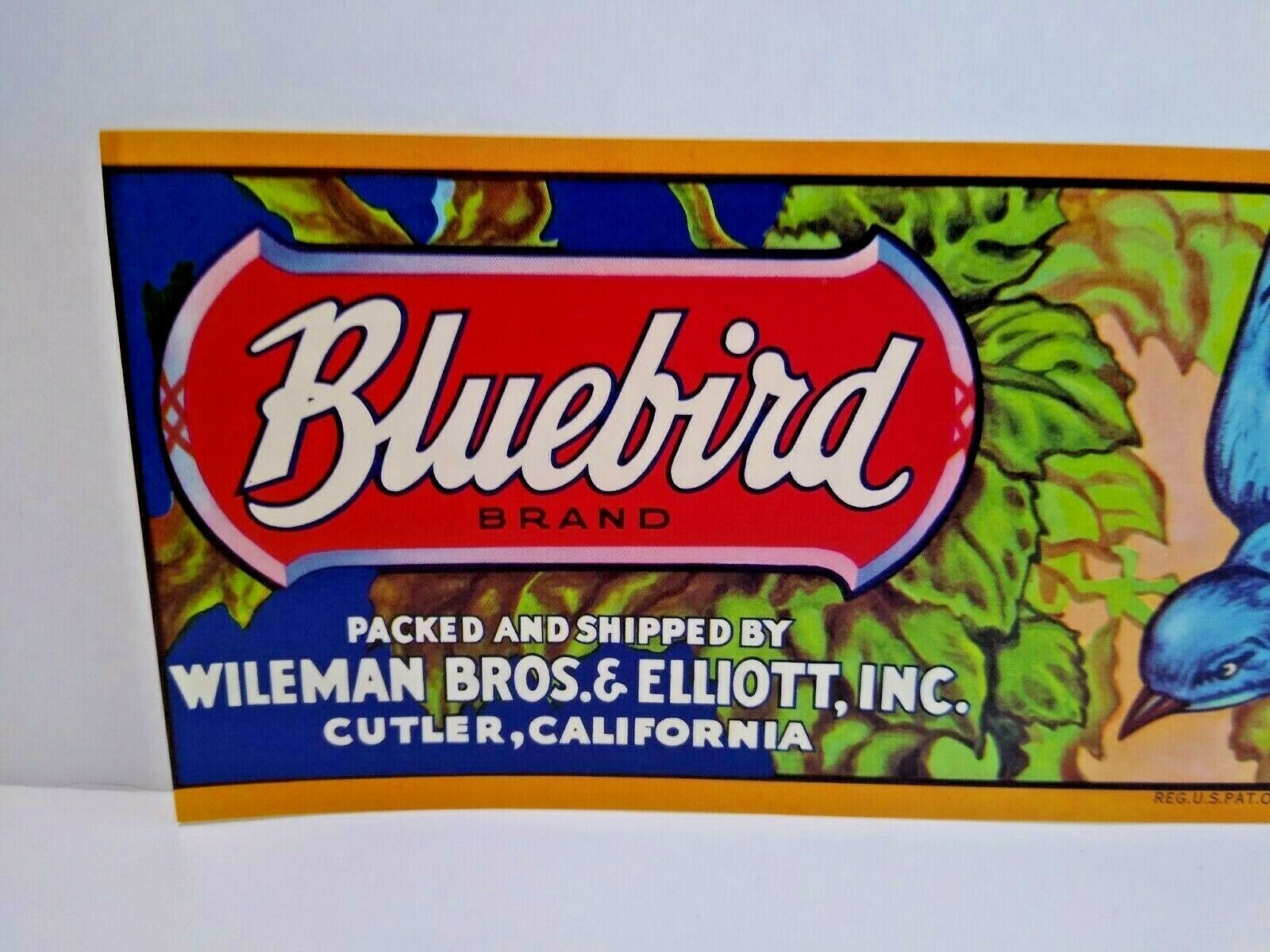 Bluebird Fruit Crate Label Flying Bird Wileman Bros Original Vintage ...
