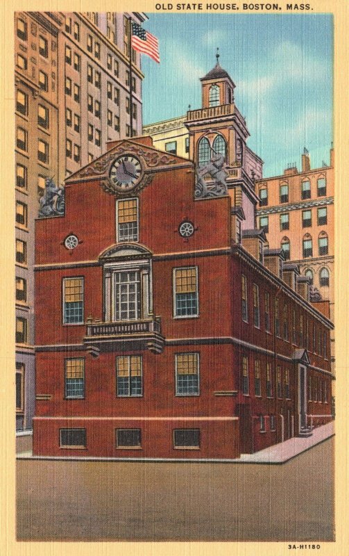 Vintage Postcard 1920's Old State House Building Boston Massachusetts ...
