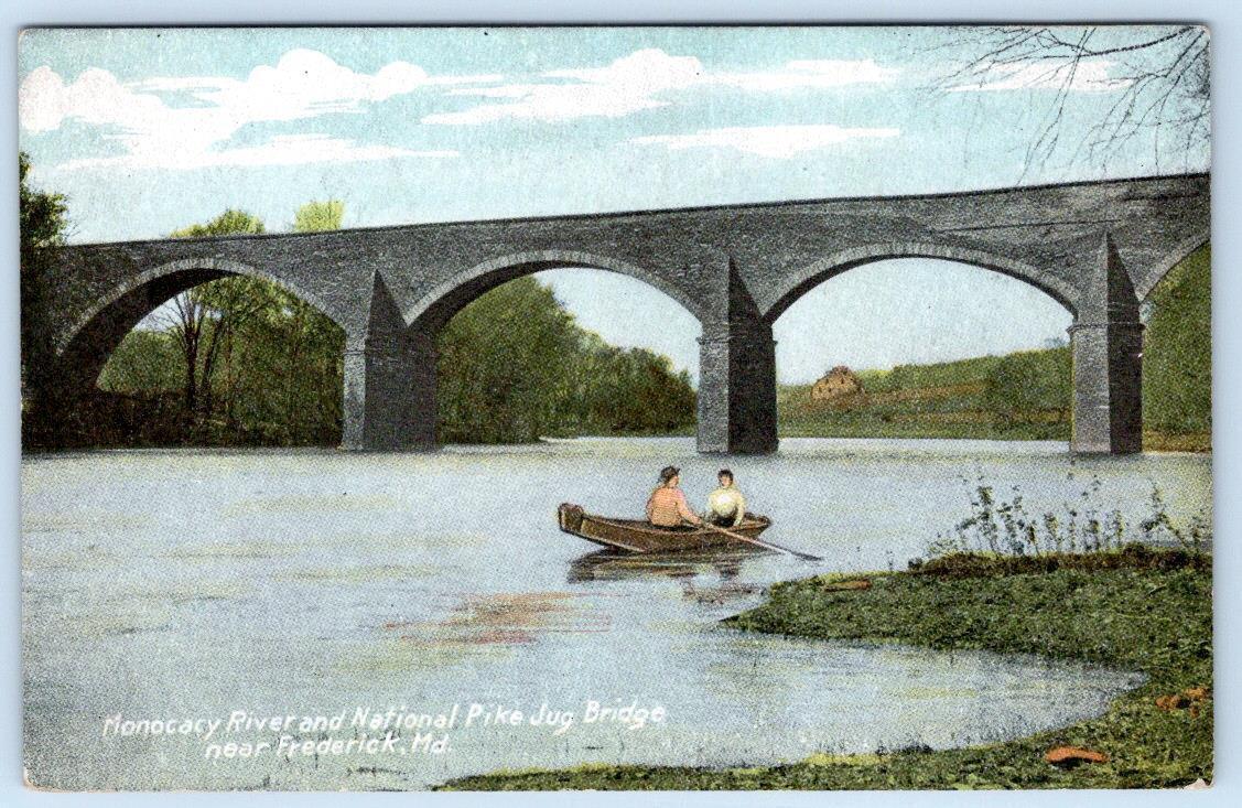 1910'S Frederick MD Monocacy River National Pike JUG Bridge Marken ...