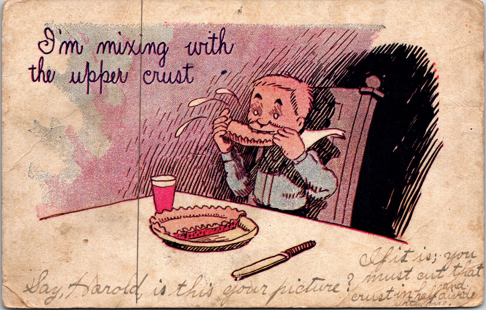 Vintage Postcard "I'm Mixing With the Upper Crust" Comic Humor Pere ...