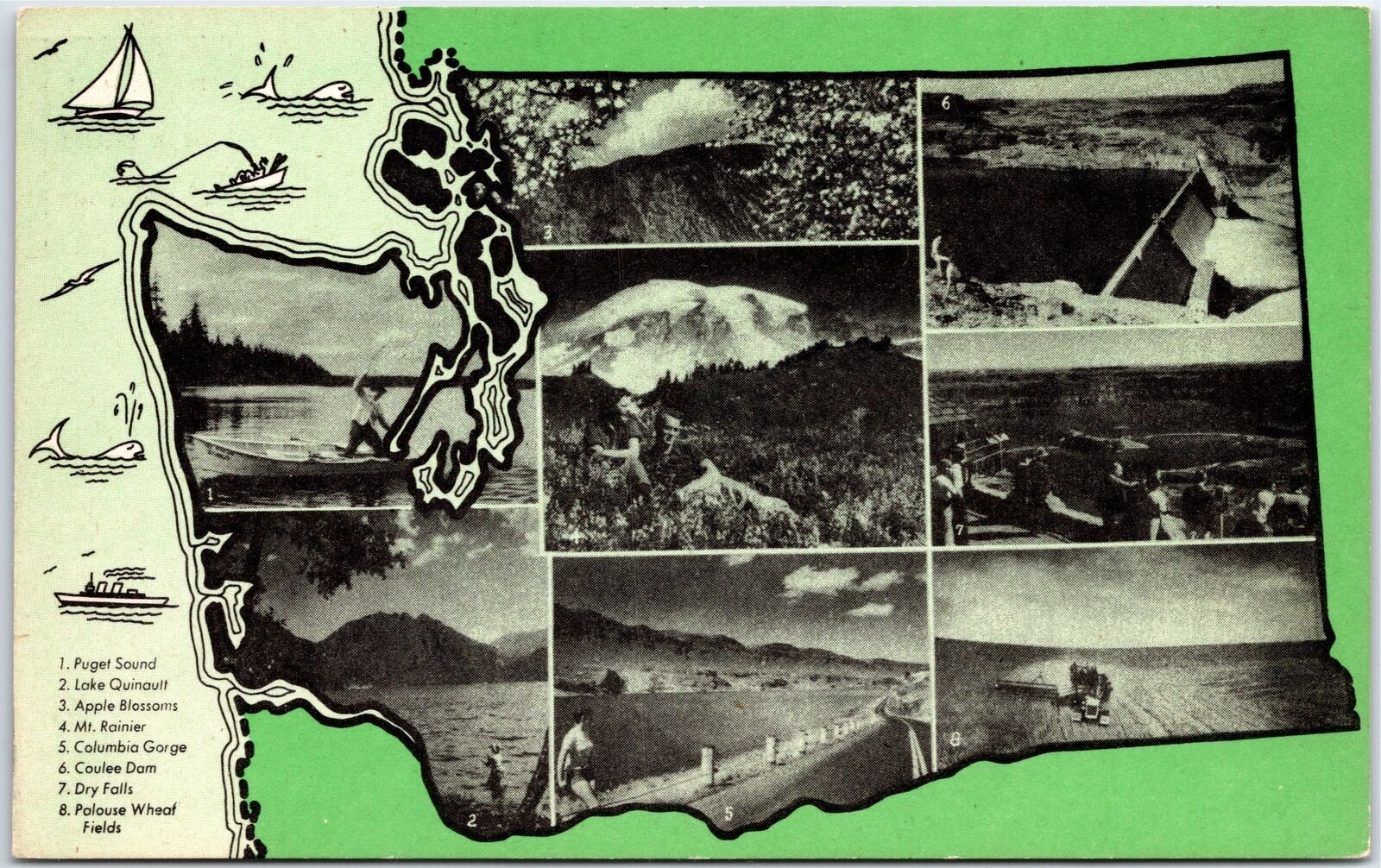 Vintage Postcard Washington State Tourism MAP by Yakima Chamber of ...