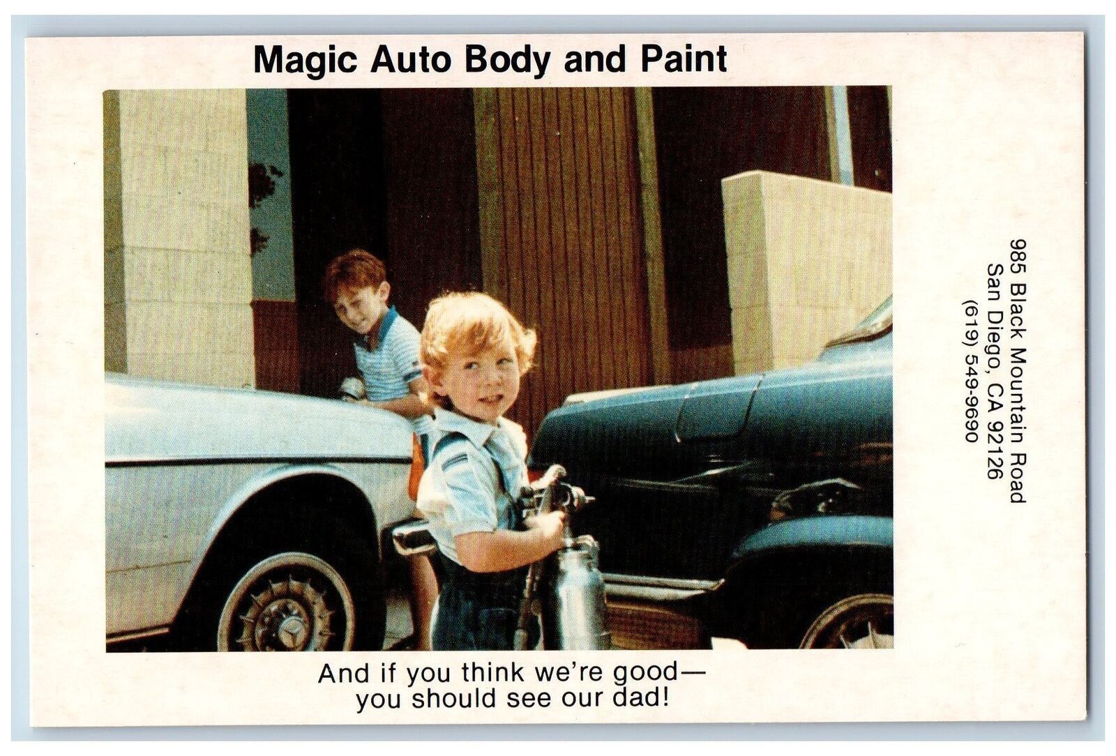 San Diego California CA Postcard Magic Auto Body Paint Advertisement ...