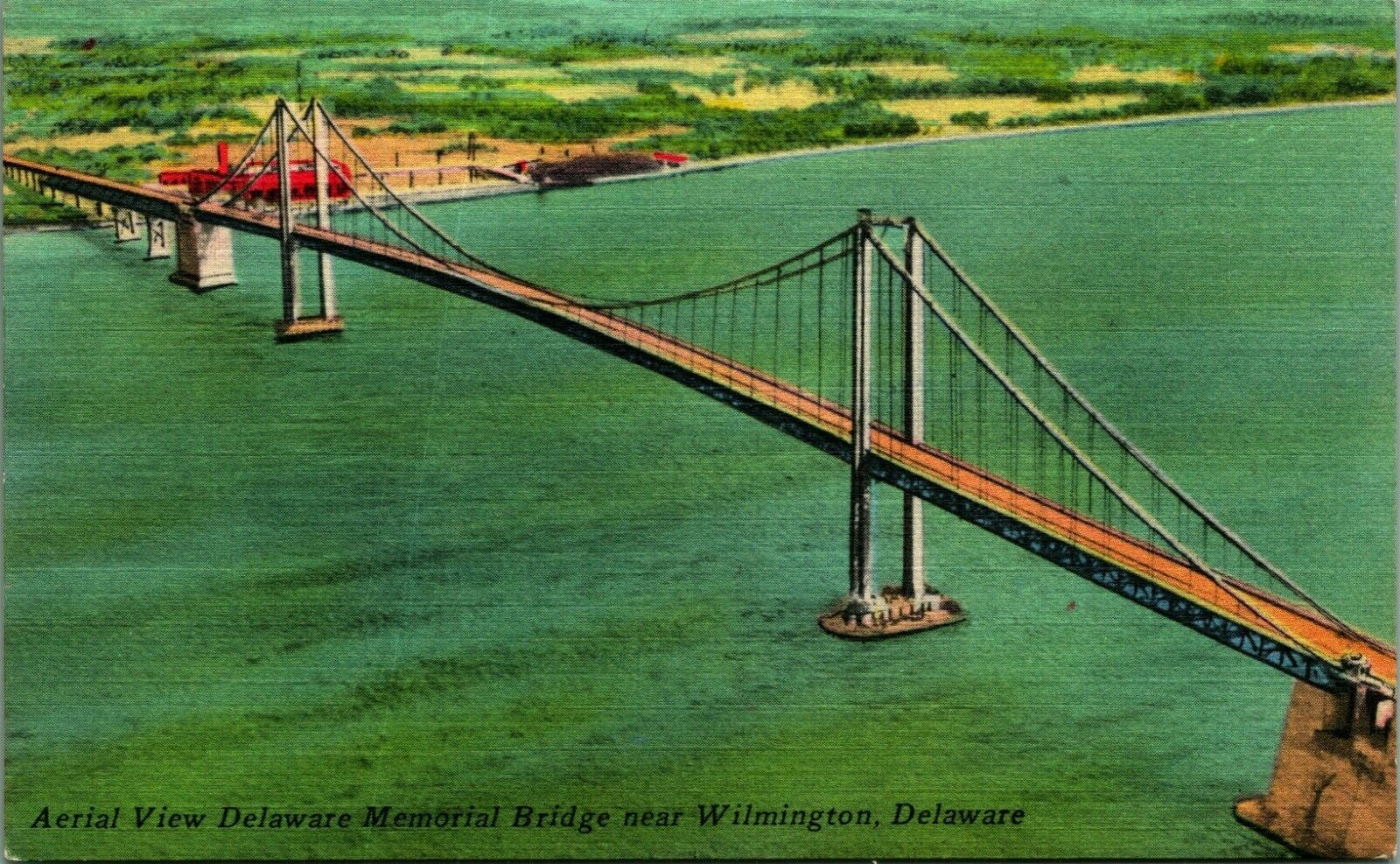 Aerial View Delaware Memorial Bridge Wilmington DE Linen Postcard A7 ...