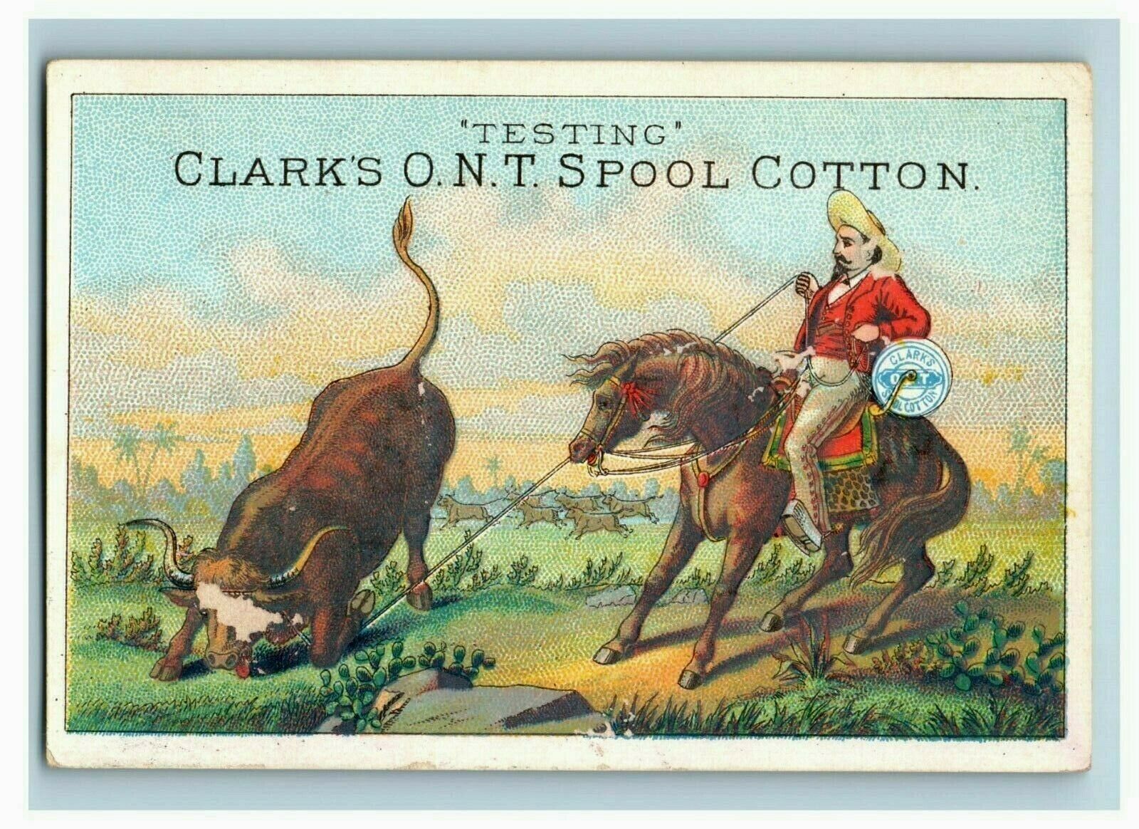 1880s Clark's ONT Spool Cotton Cowboy On Horse Lasso Bull P226 ...