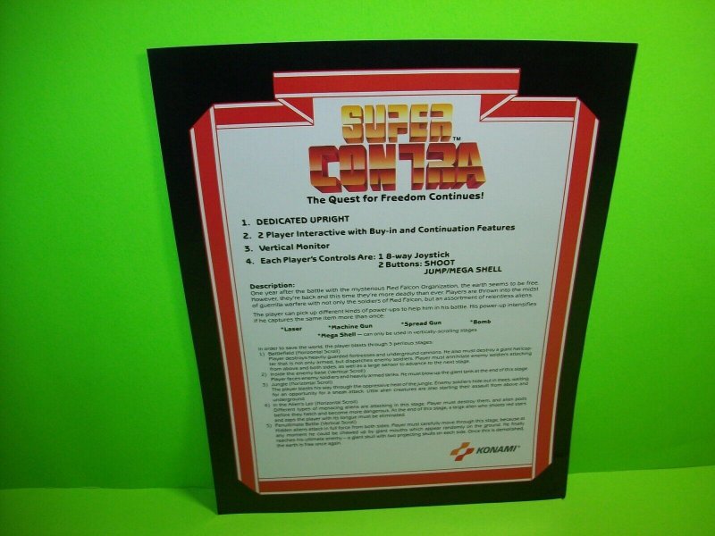 Super Contra Arcade FLYER Original Video Game 1988 Combat Action ...
