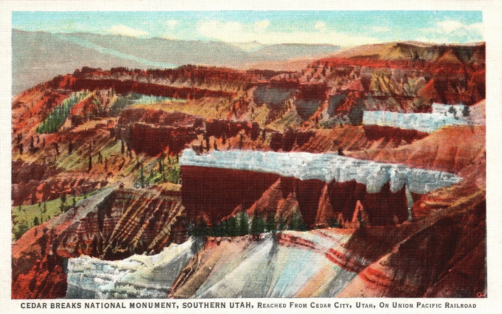 Vintage Postcard 1920's View of Cedar Breaks National Monument Southern ...