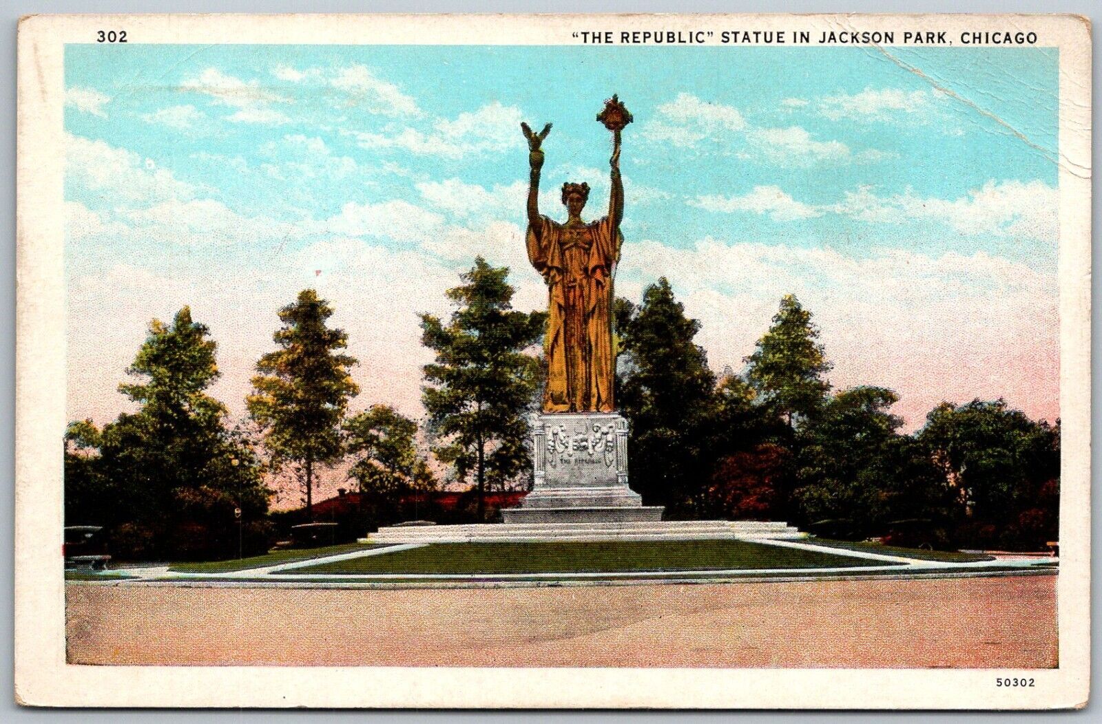 Chicago Illinois 1933 Postcard Republic Statue in Jackson Park World's ...
