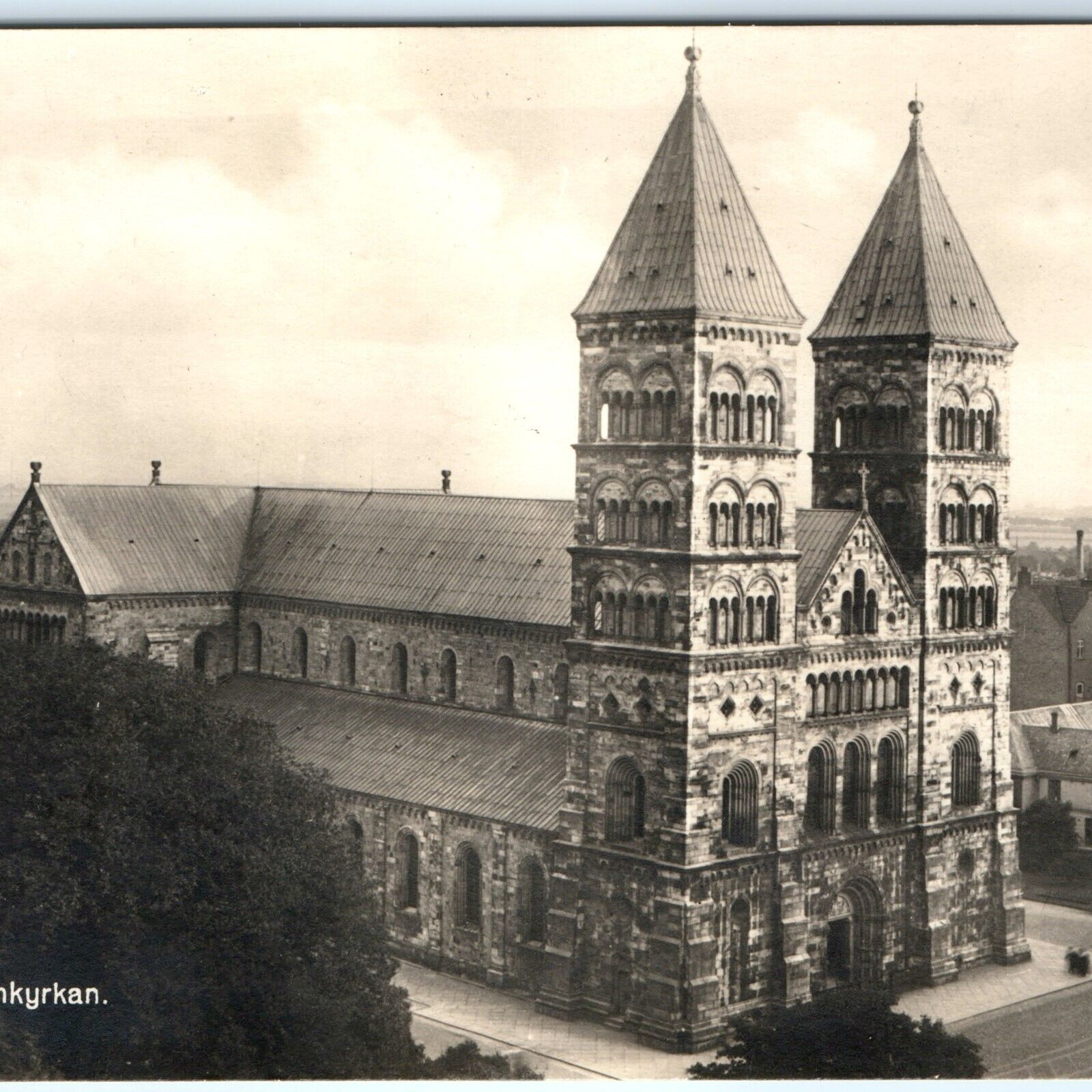 c1920s Lund Sweden Lutheran Cathedral RPPC Lunds Domkyrka Church Akta ...
