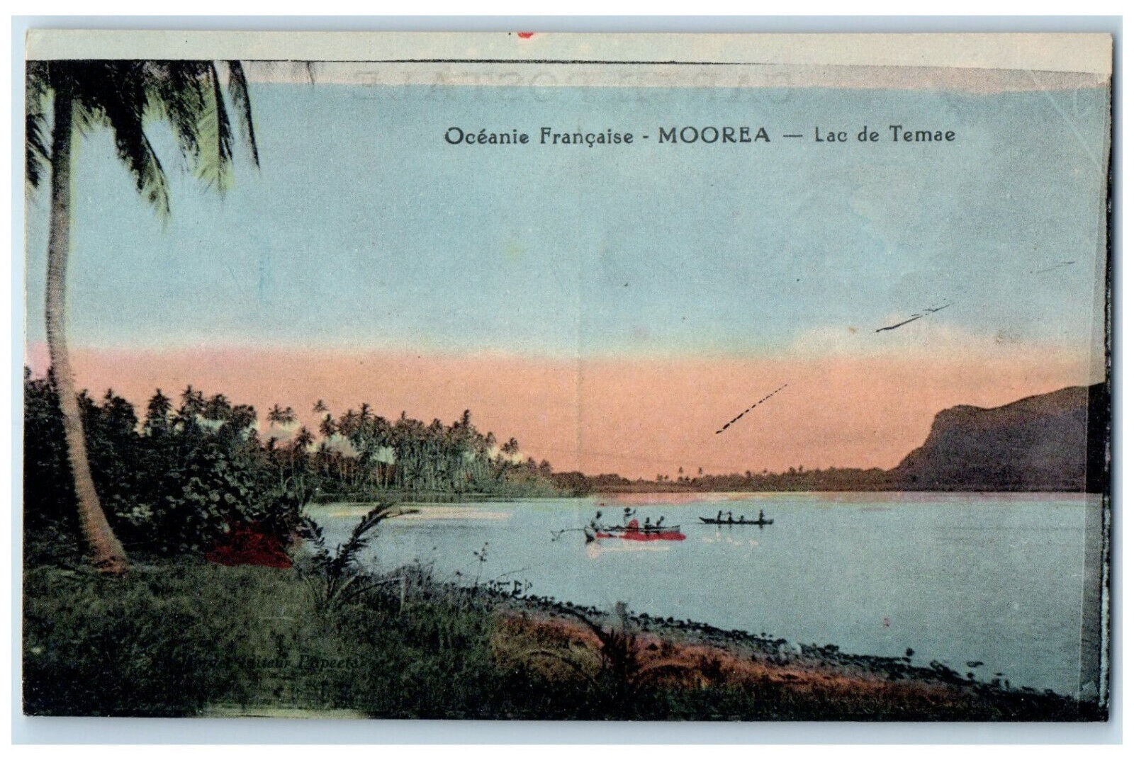 1928 Boat Scene Lac De Temae Moorea Oceanie Francaise Posted Vintage ...
