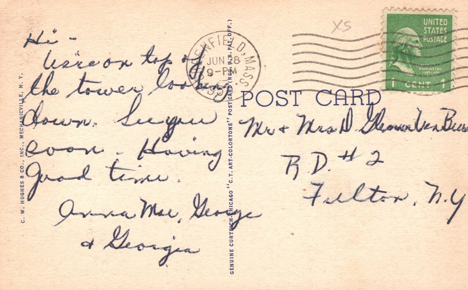 Vintage Postcard 1950's Greenfield Valley From Longview Tower ...