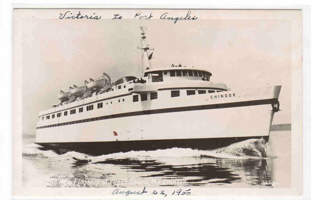 MV Chinook Steamer Ship Puget Sound Washington 1950s RPPC real photo ...