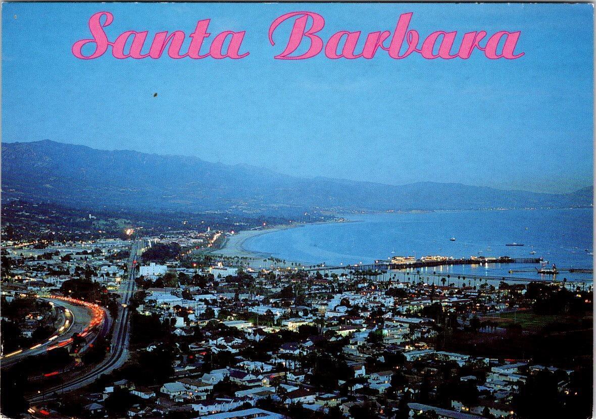 2~4X6 Postcards Santa Barbara CA California SUNSET VIEW & CLOCK/PASEO ...