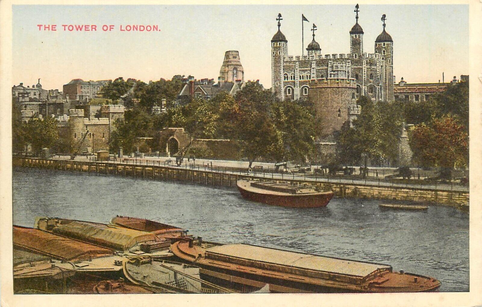 London Thames navigation & sailing sunset Tower river boat barge cannon ...