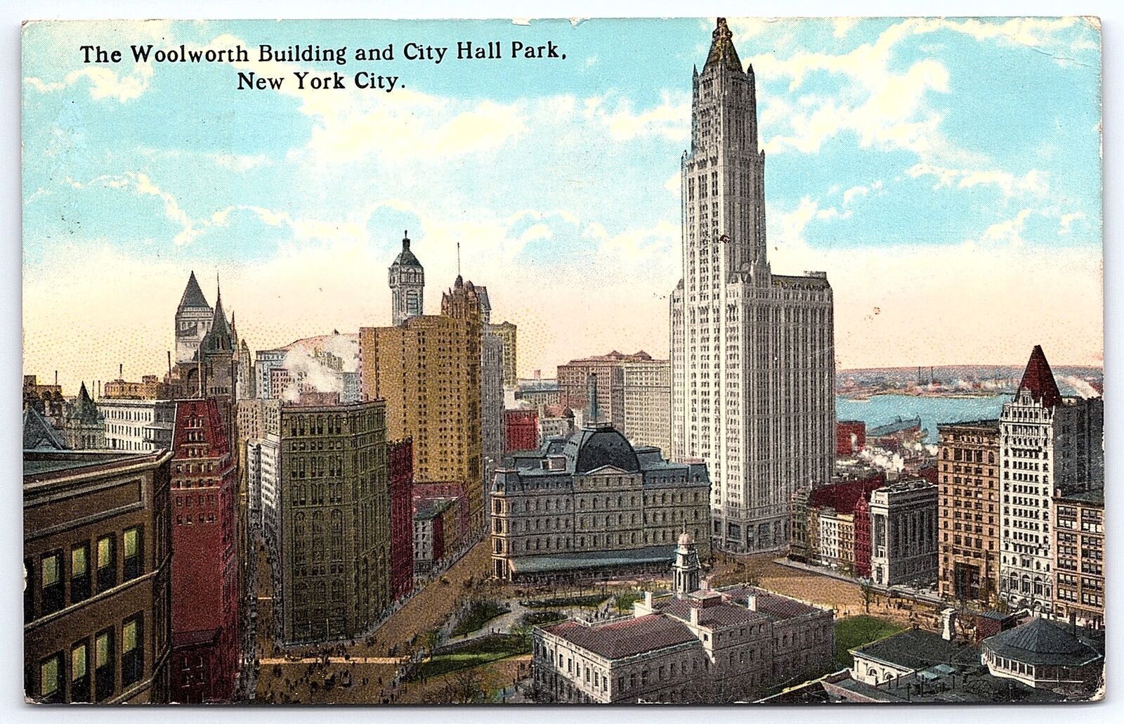 Vintage Postcard 1915 The Woolworth Building & City Hall Park New York ...
