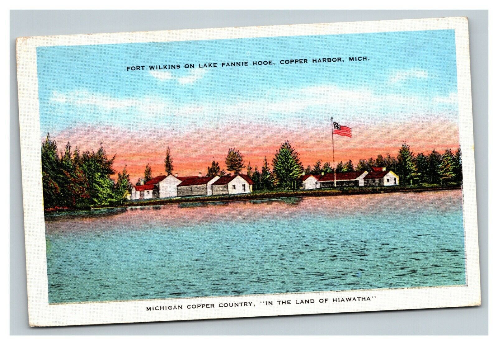 Vintage 1940 Postcard Fort Wilkins Lake Fannie Hooe Copper Harbor ...