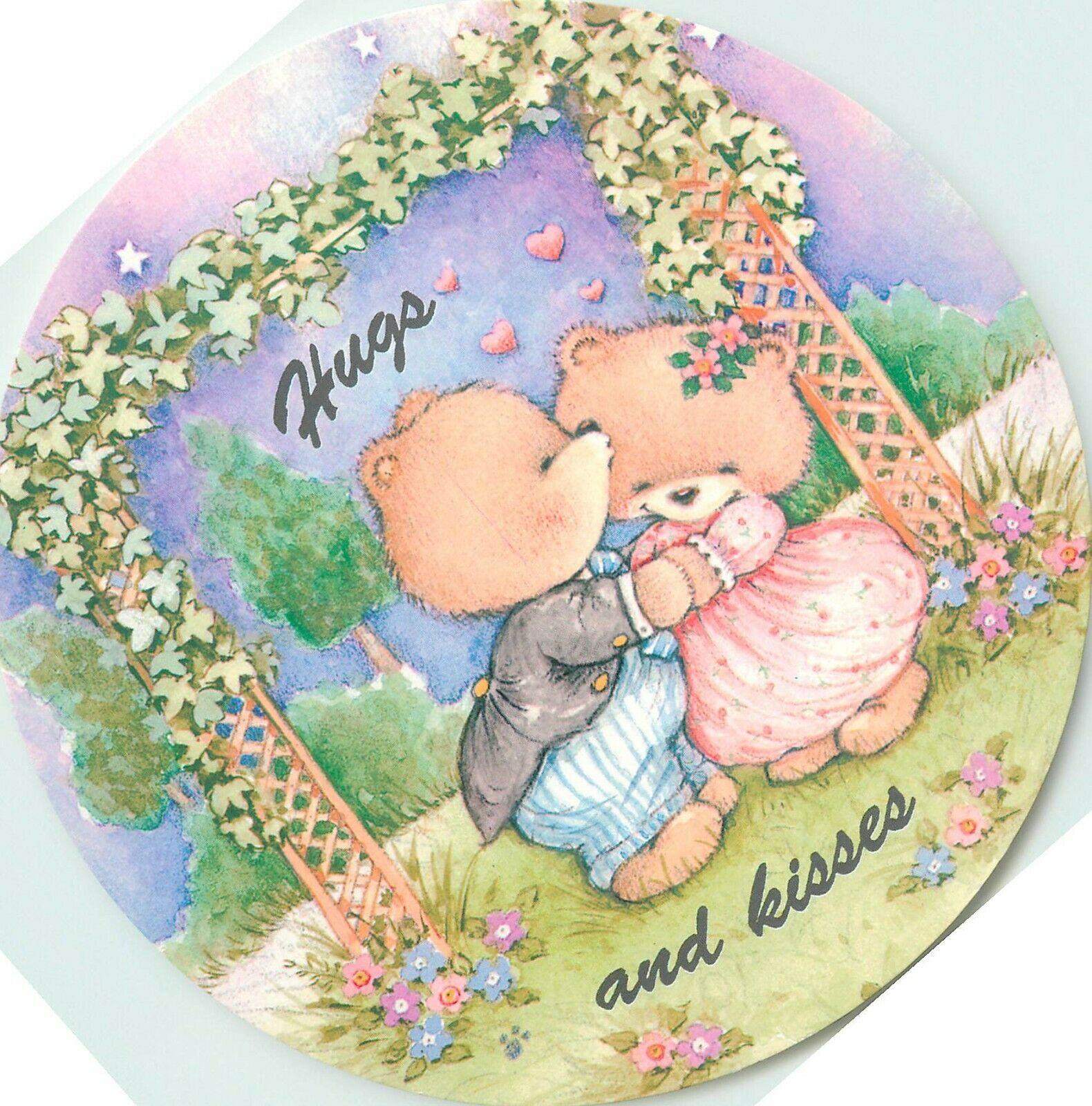 Round atypical format postcard greetings Paws for Thought teddy bear ...