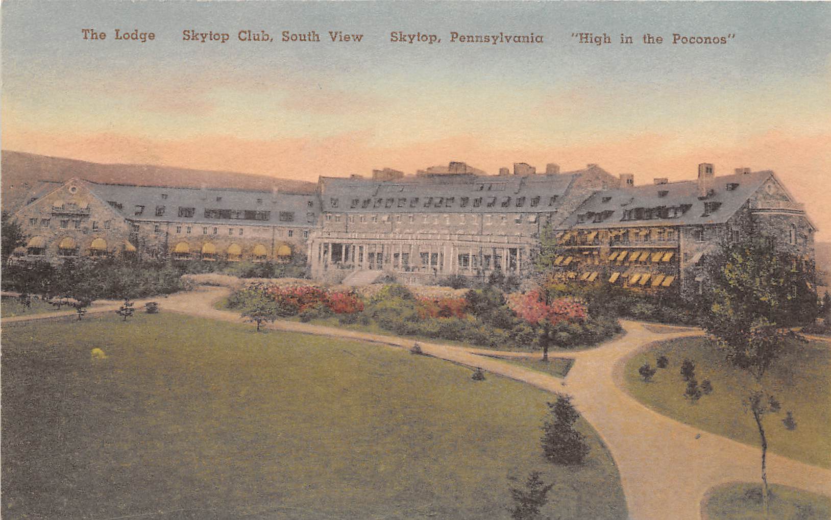 Skytop Club Lodge Pennsylvania hand colored postcard | United States ...