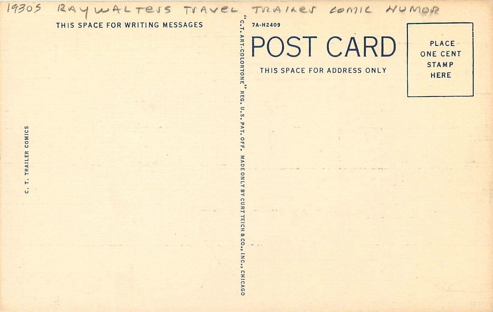 1930s Ray Walters Travel trailer Comic Humor Teich night Postcard linen ...