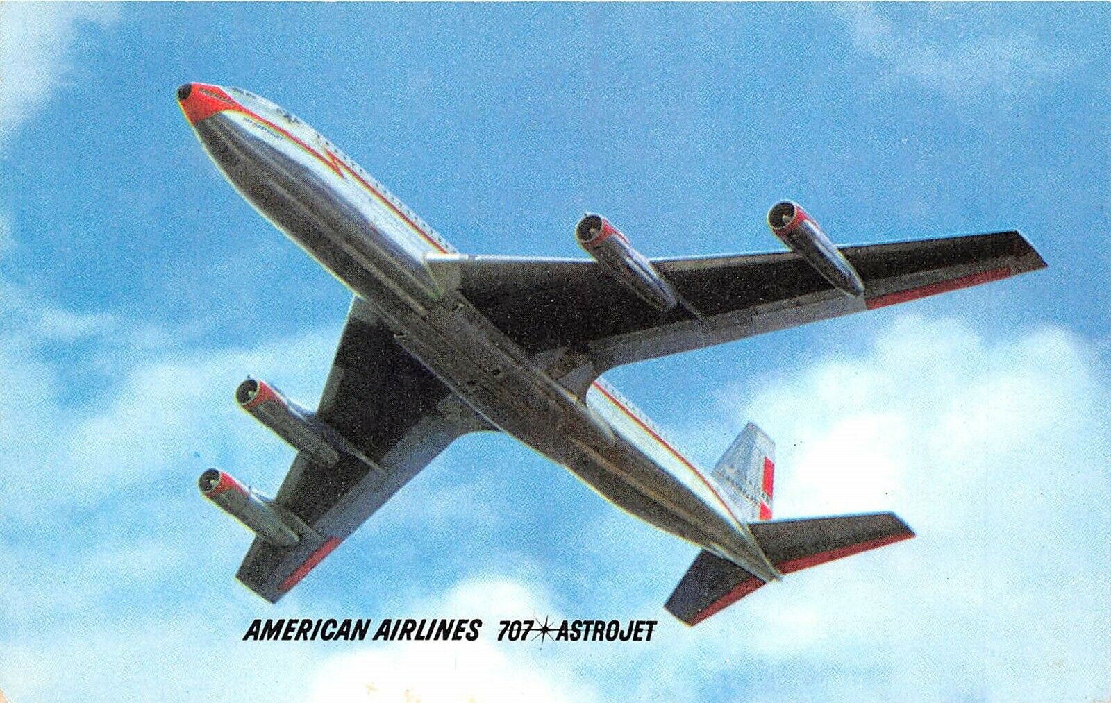 American Airlines 1960s Postcard 707 Astrojet with Fan-Jet Engines ...