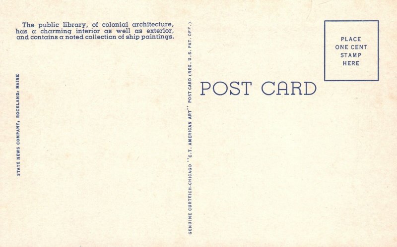 Vintage Postcard Public Library Colonial Architecture Building Camden ...