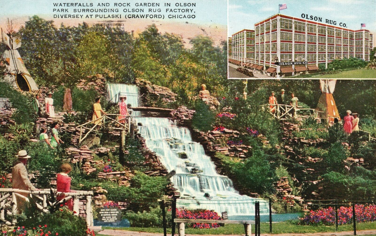 Vintage Postcard 1951 Olson Rug Co. Waterfalls Hundreds Of Wild Flowers ...