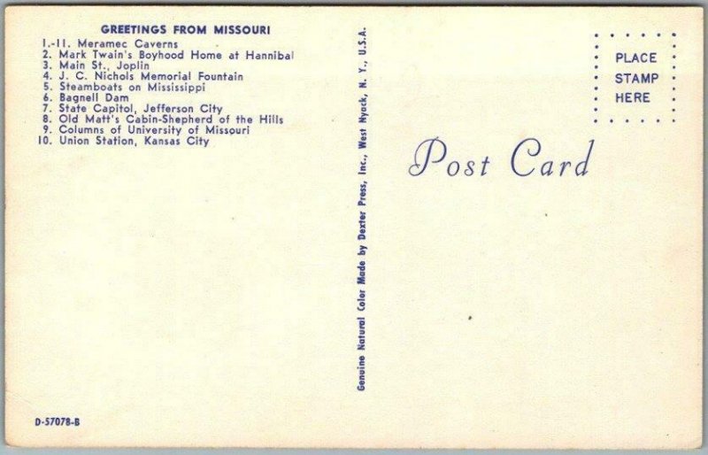 Vintage MISSOURI State Map / Multi-View Postcard "Show Me State" Dexter ...