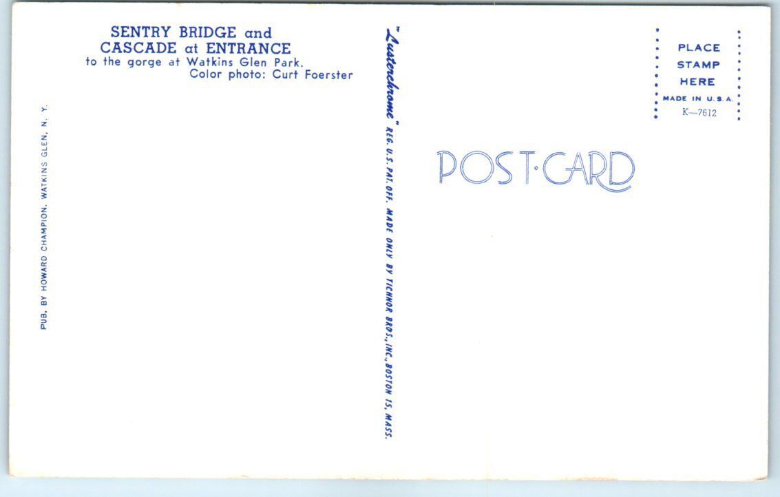 Sentry Bridge and Cascade at Entrance to the gorge at Watkins Glen Park ...