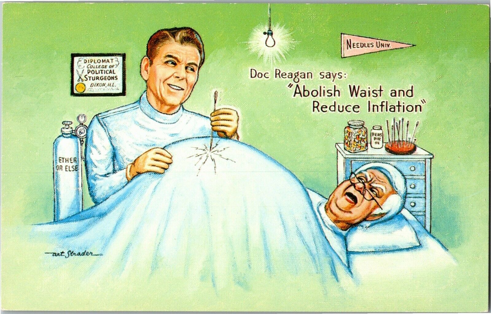 Comic, Ronald Reagan Does Surgery on Speaker Tip O'Neill Postcard X38 ...