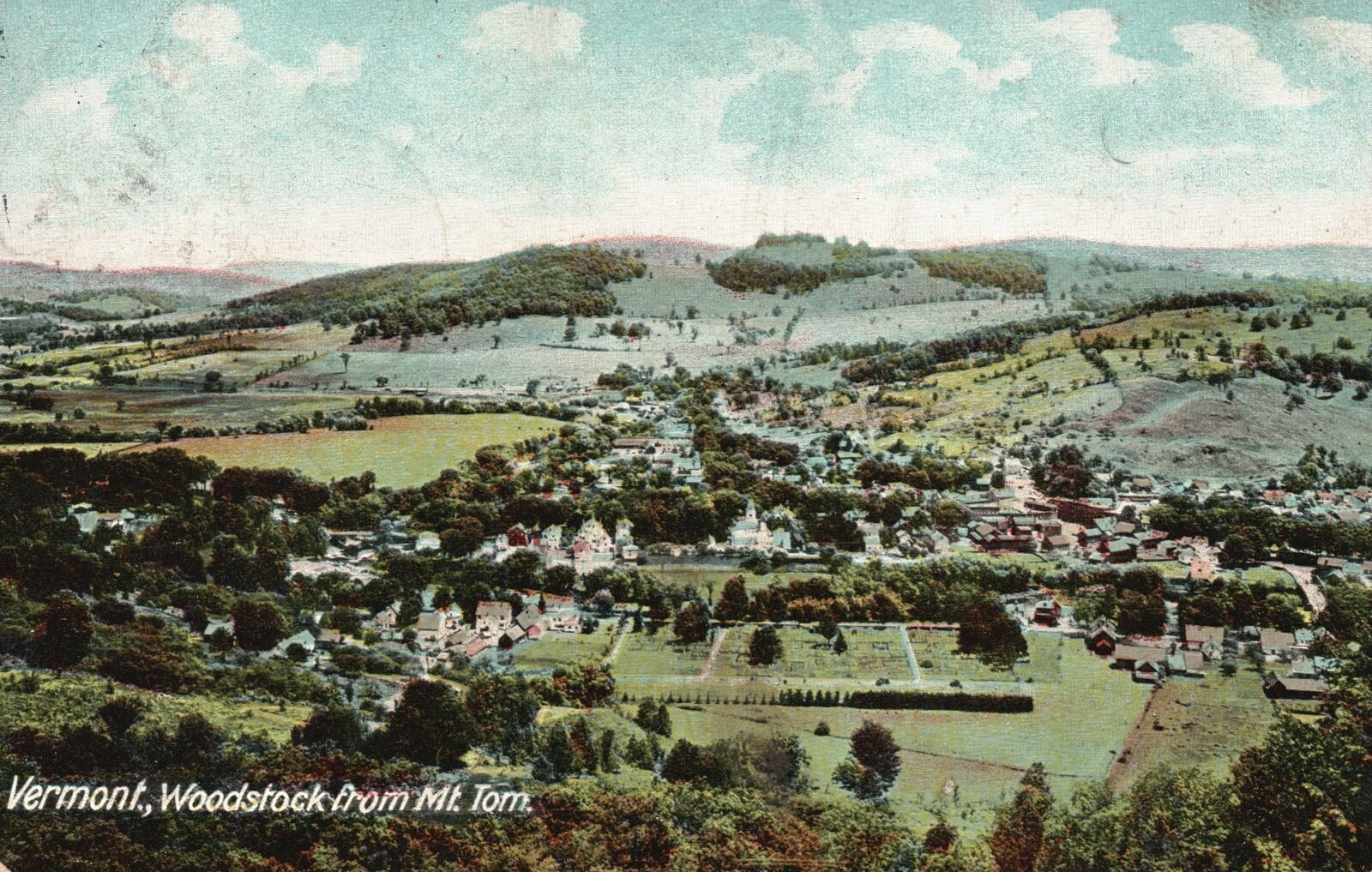 Vintage Postcard 1910 Woodstock From Mount Tom Small Peak National Park ...