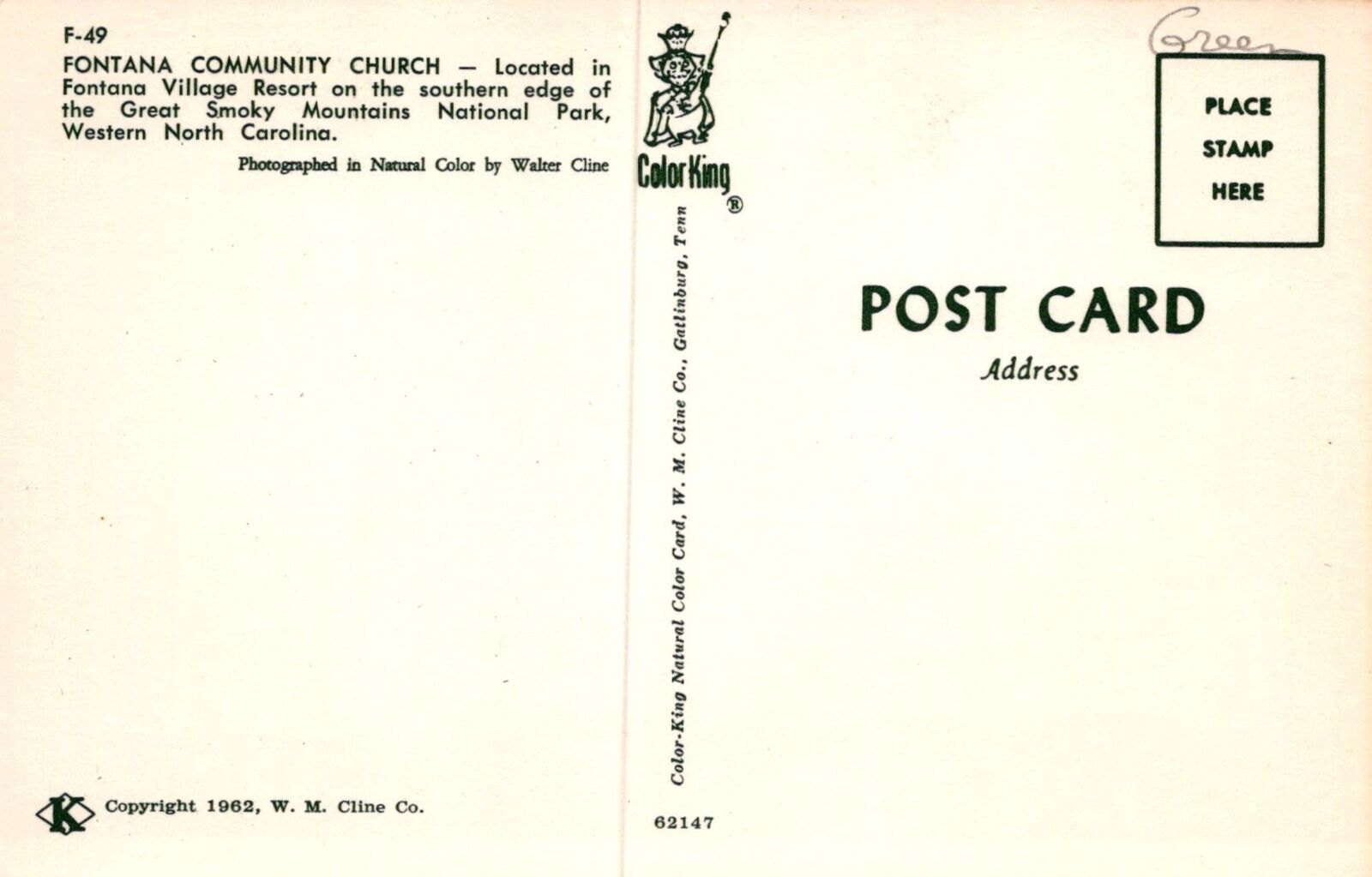 Vintage Standard Size Postcard Fontana Community Church Western North ...