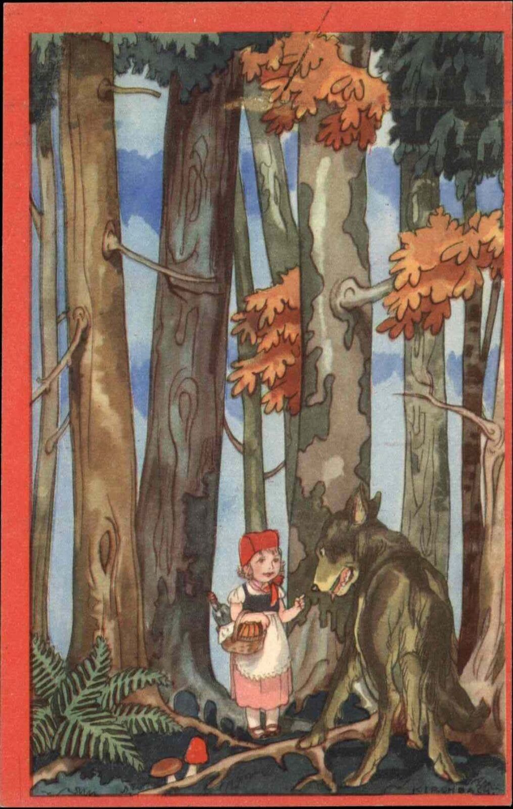 Vintage Postcard NETHERLANDS DUTCH FAIRY TALE Little Red Riding Hood ...