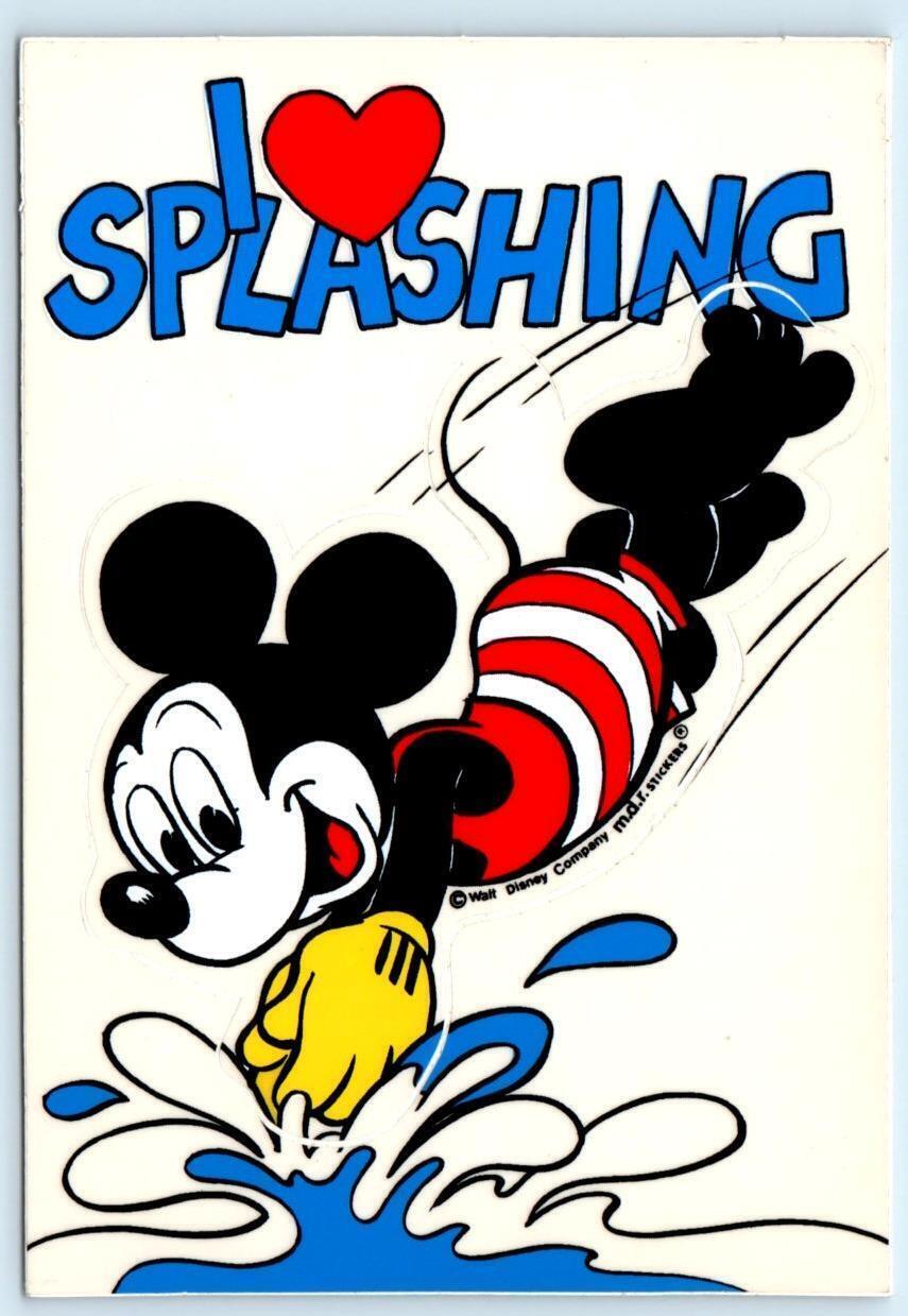 MICKEY MOUSE Sticker Postcard SPLASHING SWIMMING Walt Disney ~ 4"x6 ...