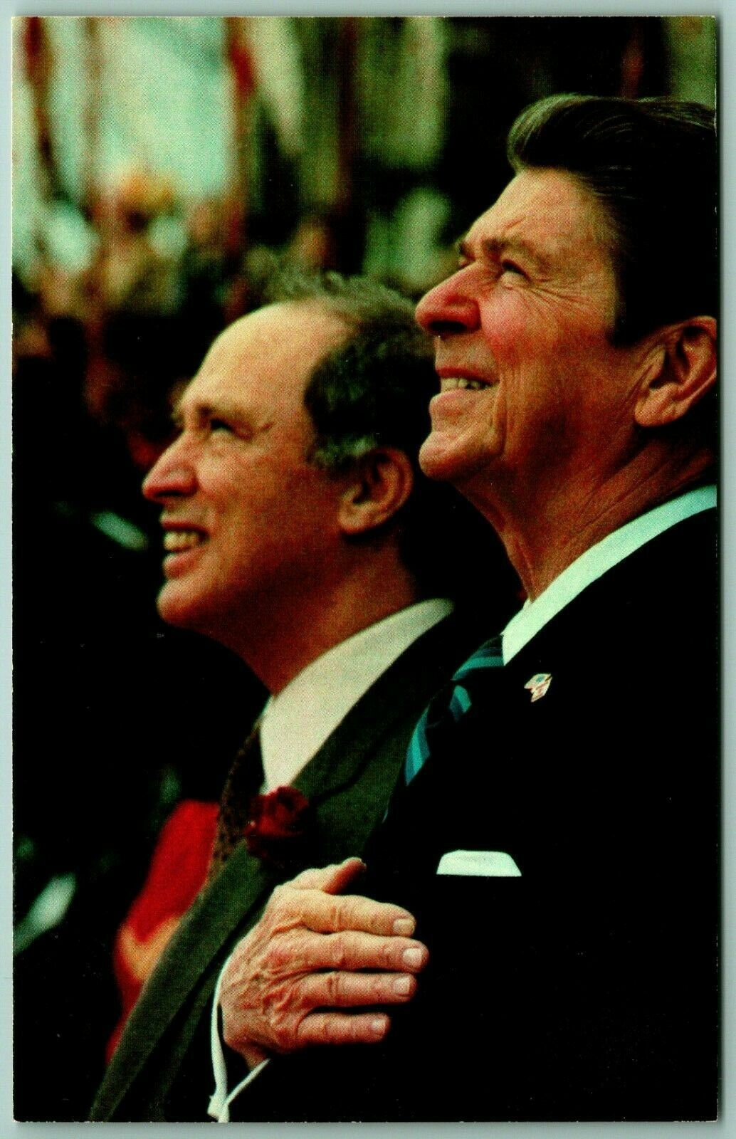 Ronald Reagan And Prime Minister Trudeau in Canada UNP Chrome Postcard ...