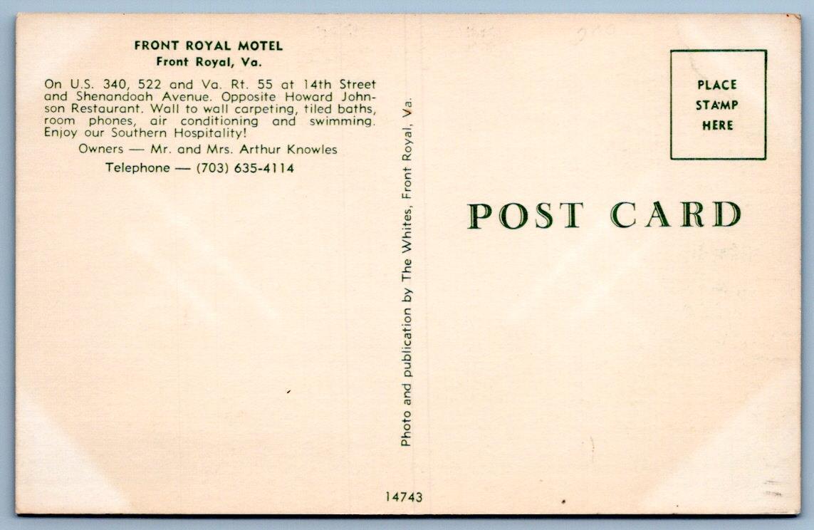 1950'S Front Royal Motel Virginia VA Arthur Knowles Swimming Pool ...