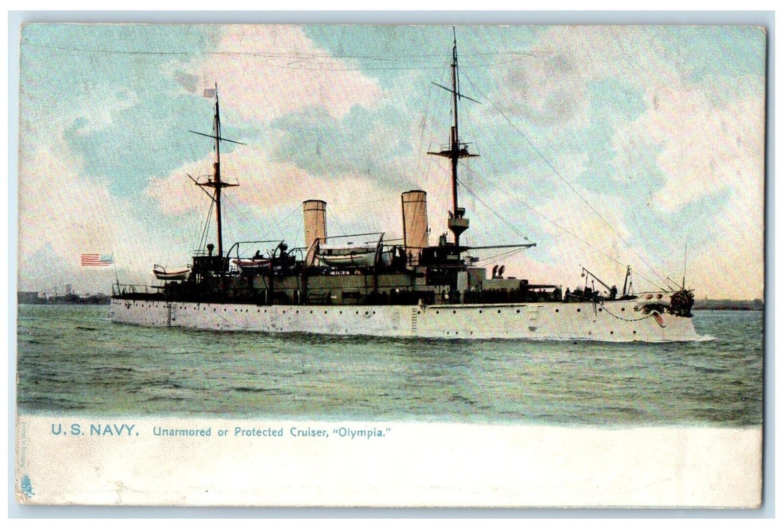 c1905 U.S. Navy Unarmored Protected Cruiser Olympia Raphael Tuck Sons ...