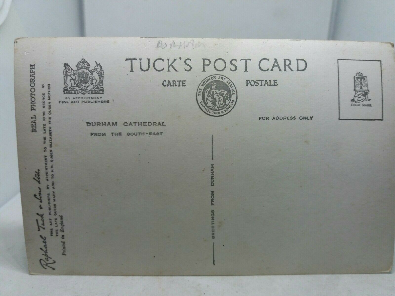 Vintage Tucks Postcard Durham Cathedral & Nearby Burnt Out Tenement ...