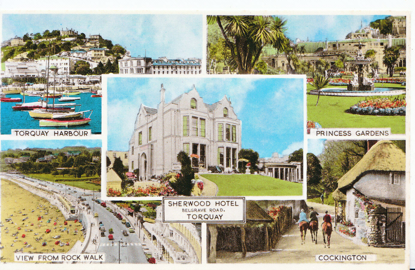 Devon Postcard - Views of Torquay - Showing Sherwood Hotel ZZ3637 ...