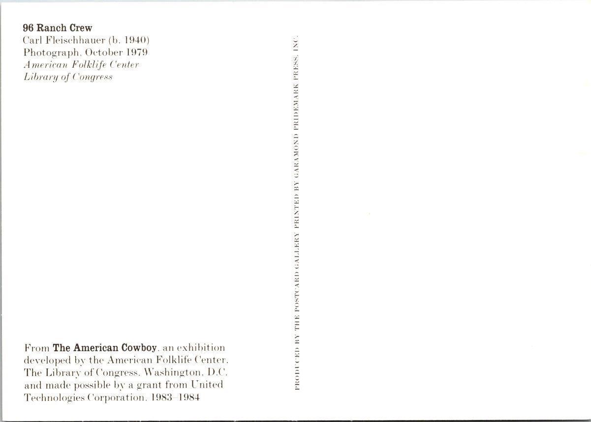 Washington, D.C. ~ American Folklife Center 96 RANCH CREW COWBOYS 4X6 ...