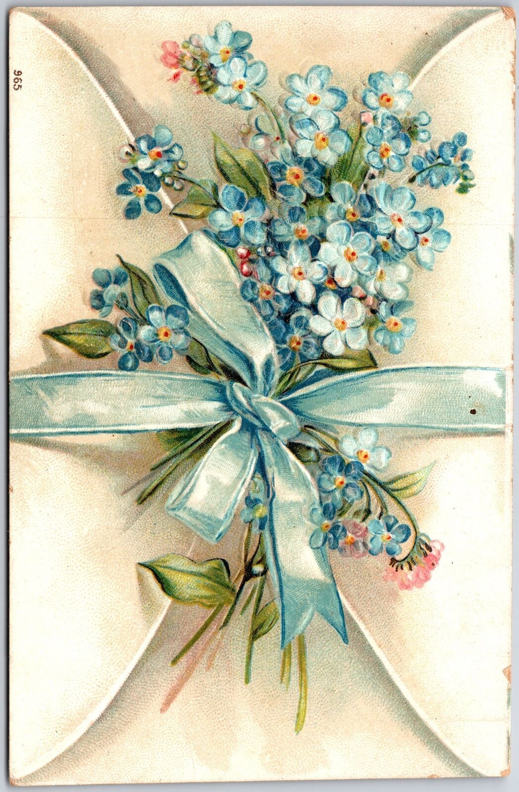 Forget-Me-Nots Blue Ribbons Greetings And Wishes Postcard | Other ...