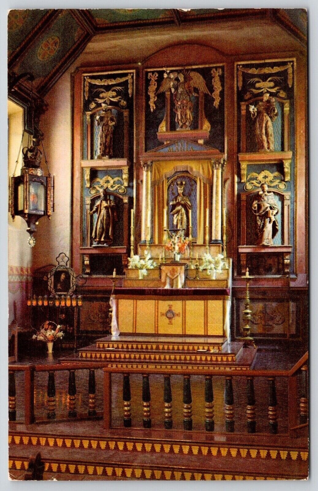 San Gabriel Mission California Interior Altar Historic Chrome Postcard ...