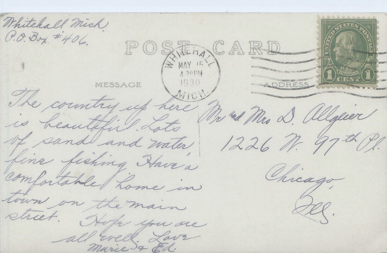 SS Carolina Ship in Lake Michigan Leaving White Lake 1930 RPPC Posted ...